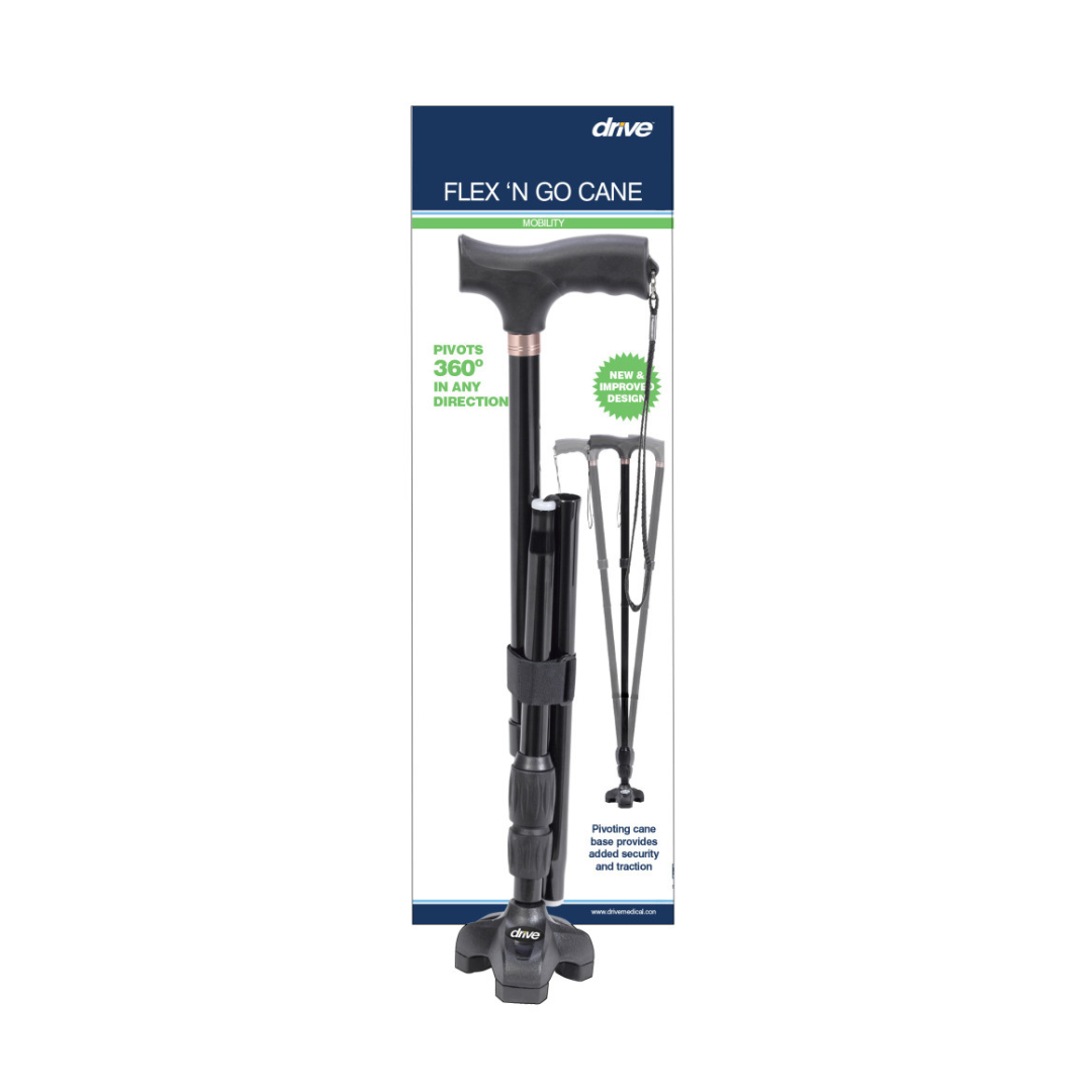 Drive Medical Flex N Go Cane - Stand Alone Cane with Pivoting Base