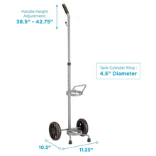 Nova Medical Rolling Oxygen Tank Carrier Cart with Tubing Hook