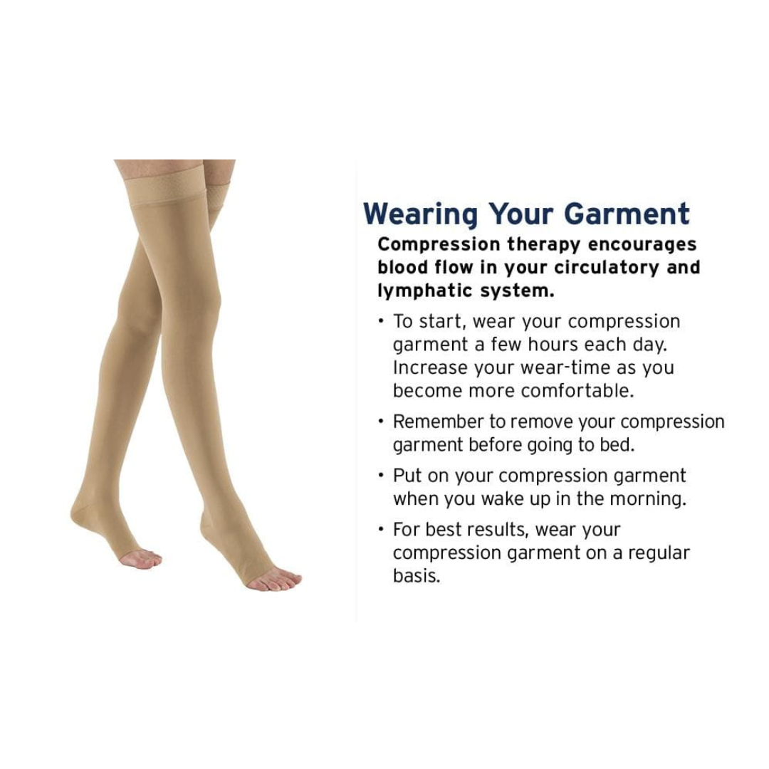 JOBST Relief Thigh High Open Toe Silicone Compression Stockings