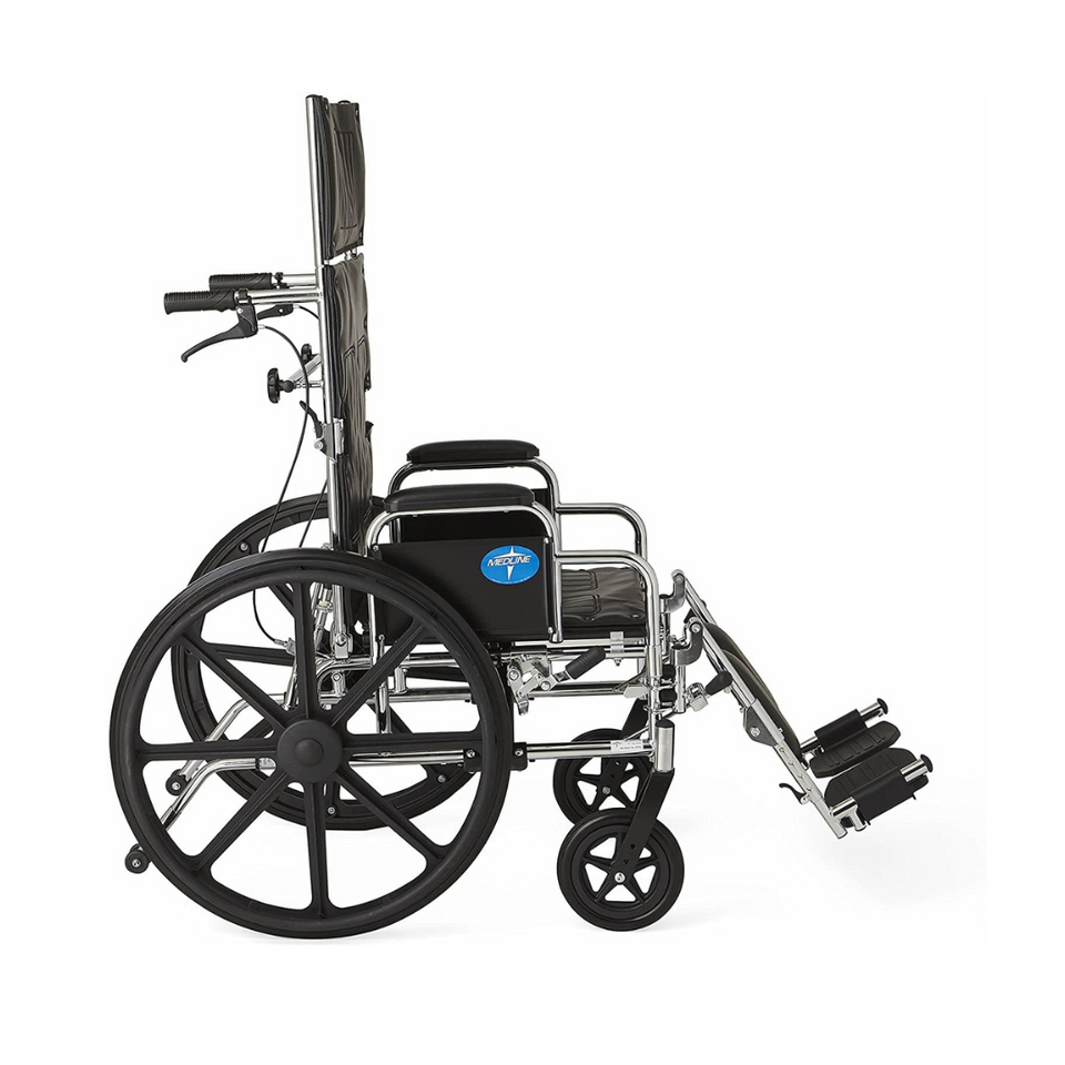 Medline Excel Chrome Reclining Wheelchairs - Desk Length Arms & ELR