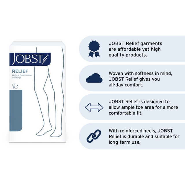 JOBST Relief Thigh High Closed Toe Silicone Compression Stockings