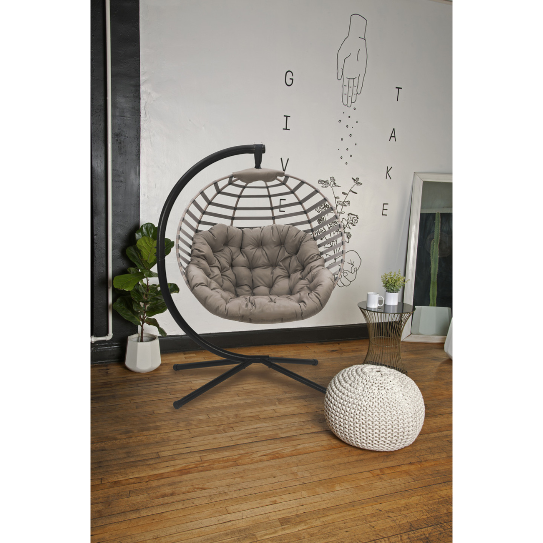FlowerHouse Ball Hanging Chair with Stand - Indoor/Outdoor - Sand