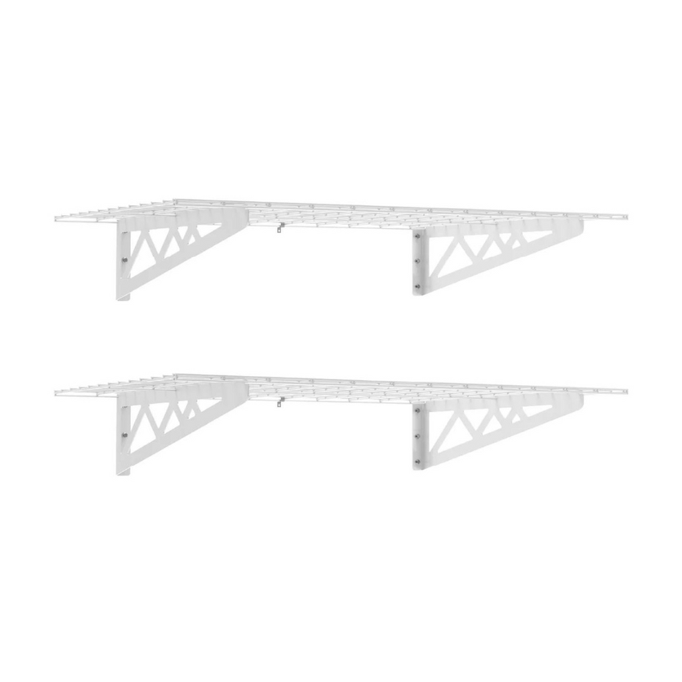 SafeRacks Garage Wall Shelves - 2 Pack Combo Set with 4 Hanging Hooks ...