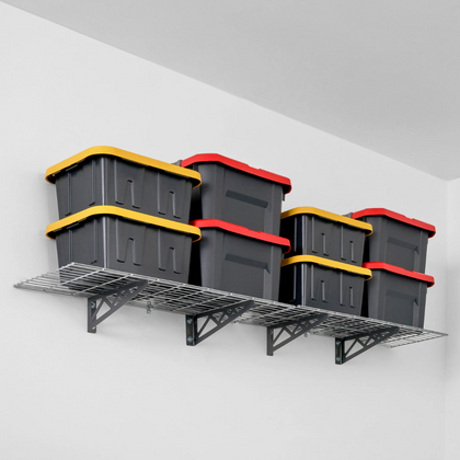 SafeRacks Garage Wall Shelves - 2 Pack Combo Set with 4 Hanging Hooks