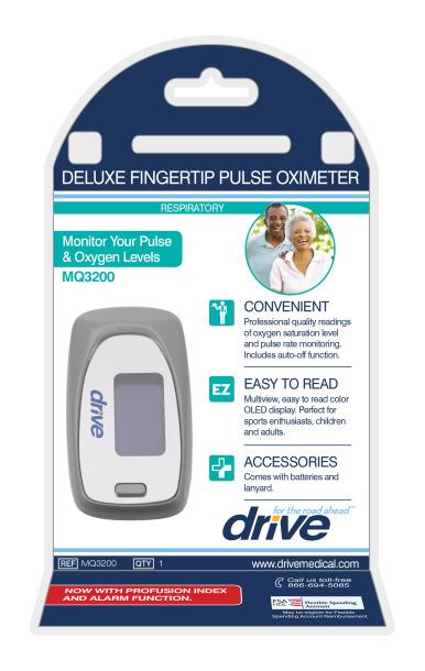 Drive Medical View SpO2 Deluxe Pulse Oximeter - SpO₂ and Pulse Rate