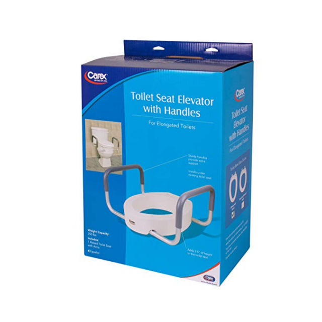 Carex Raised Toilet Seat With Handles For Elongated Toilets - Adds 3.5