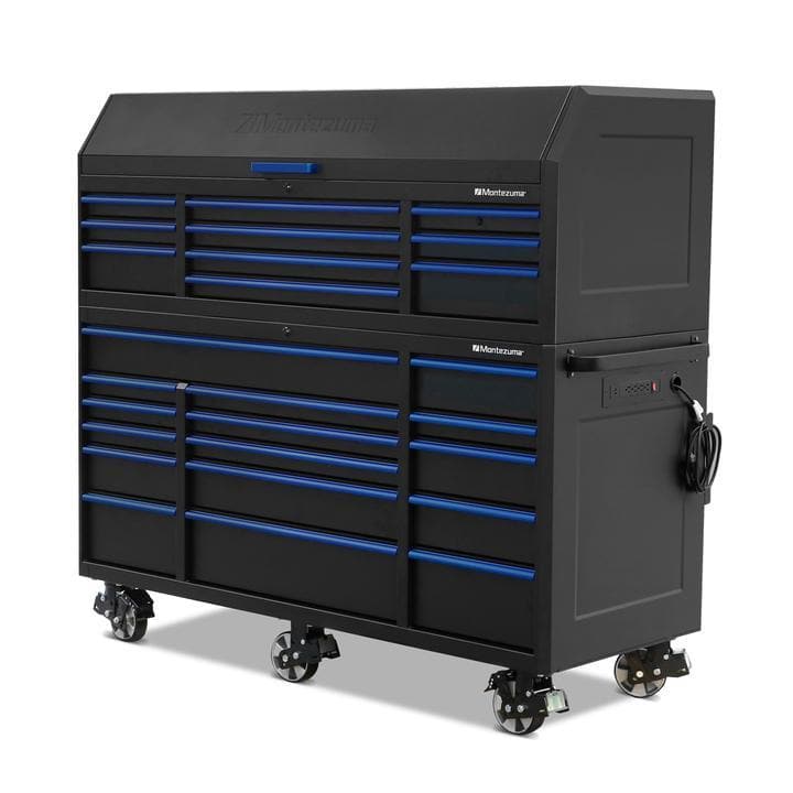 Montezuma 72 X 30 Inch Tool Box & Rolling Tool Cabinet W/ Power Outlets