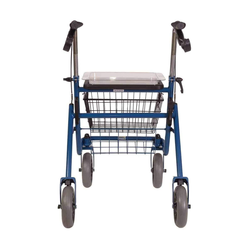 DMI Classic Folding Steel Rollator with Padded Seat, Removable Basket