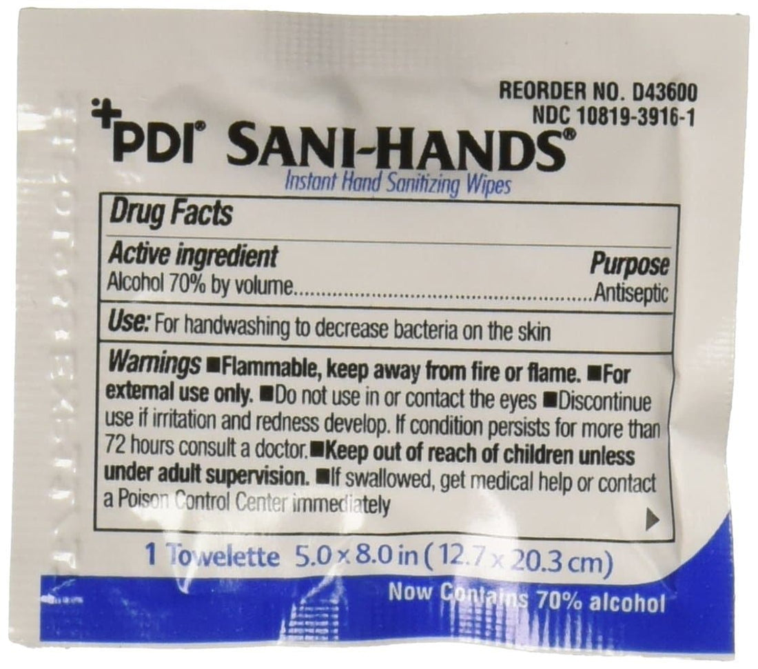 PDI Sani-Hands Instant Hand Sanitizing Wipes - Individually Wrapped ...