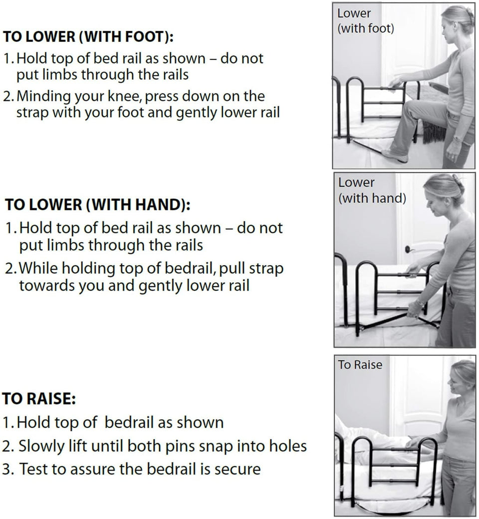 Carex Easy-Up Bed Safety Rails - Combination Fall Prevention Rails