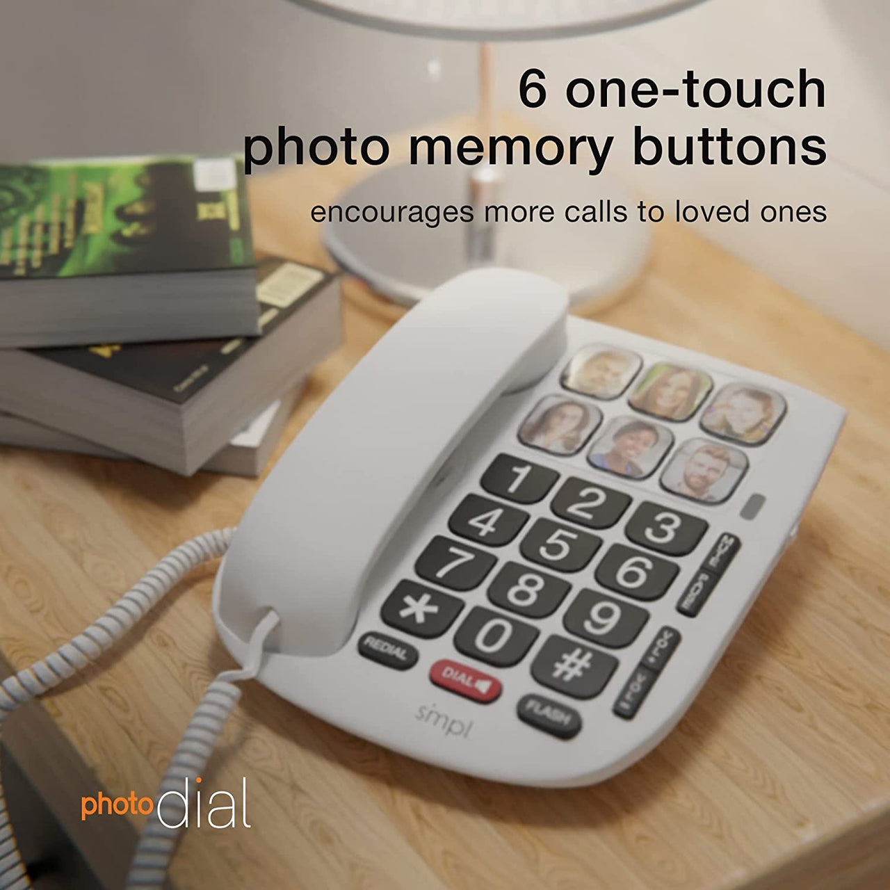 SMPL Photo Dial Phone - 6 One-Touch Photo Memory Buttons
