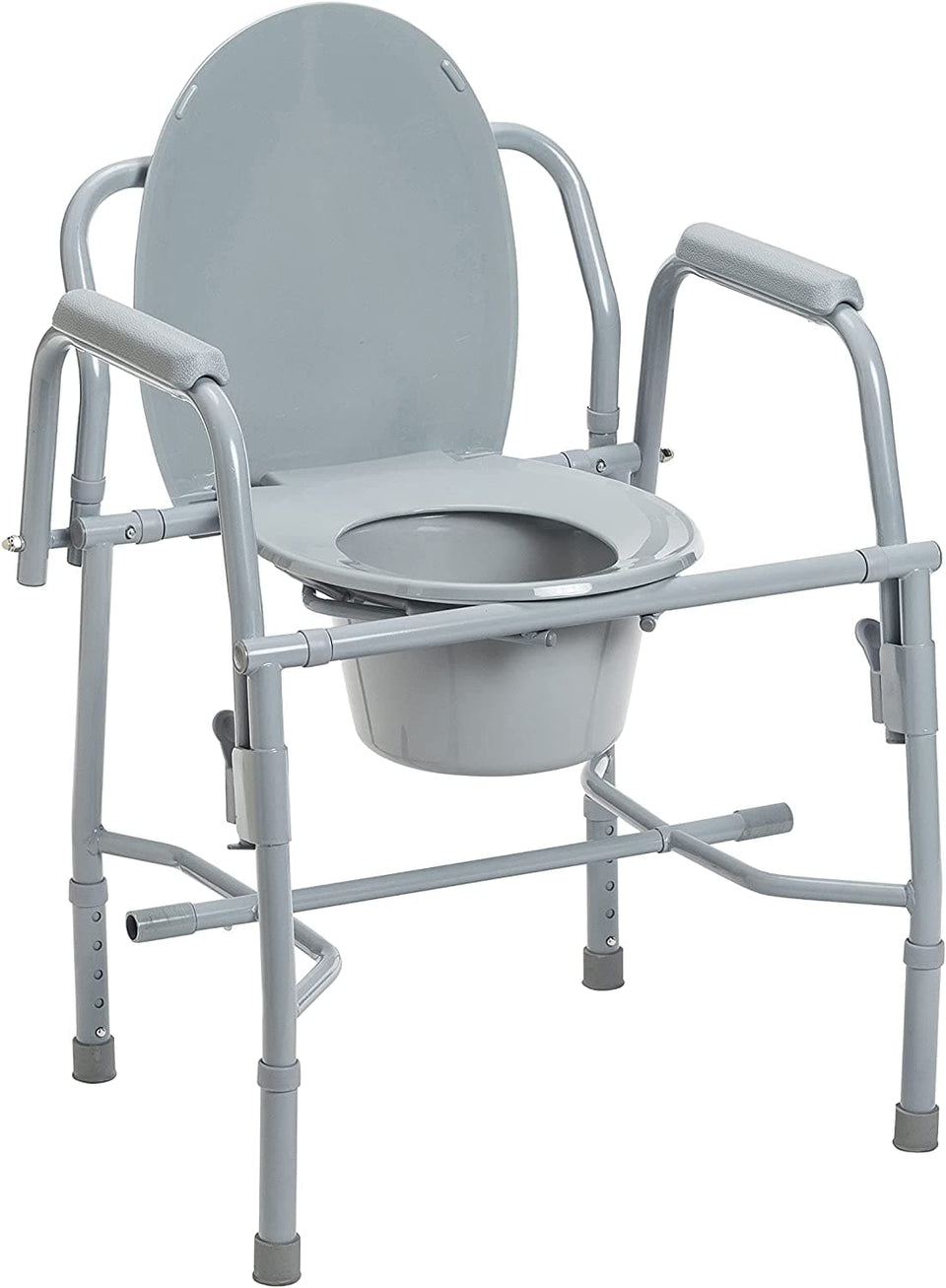 Drive Medical Steel Drop Arm Bedside Commode with Padded Arms
