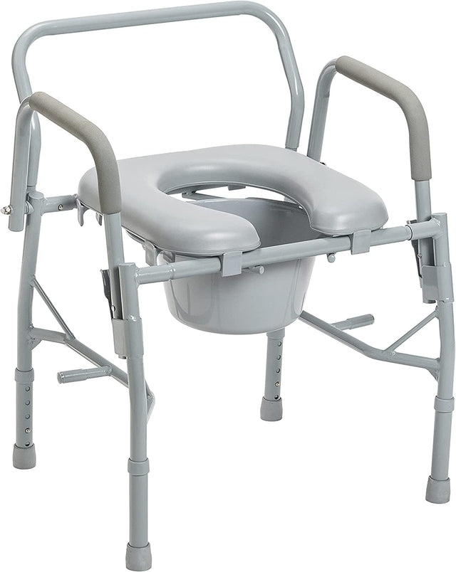 Drive Medical Deluxe Steel Drop-Arm Commode with Padded Seat