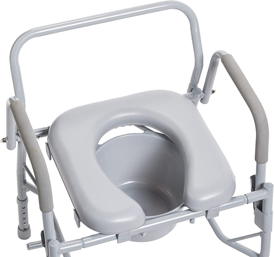 Drive Medical Deluxe Steel Drop-Arm Commode with Padded Seat