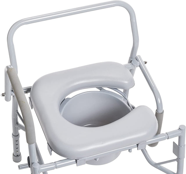 Drive Medical Deluxe Steel Drop-Arm Commode with Padded Seat