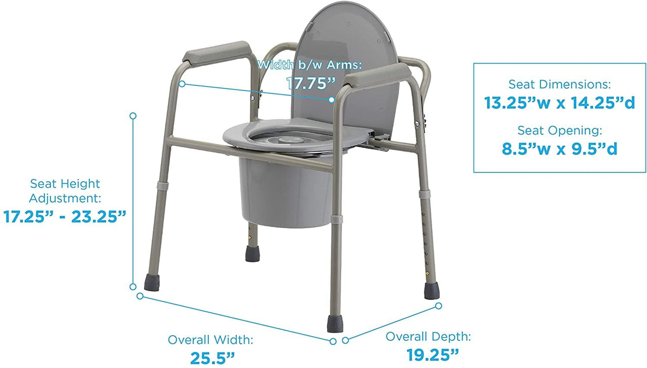 Nova Medical 3-in-1 Lightweight Bedside Commode & Toilet Safety Frame
