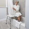 Drive Medical Splash Defense Bathtub Transfer Bench with Curtain Guard