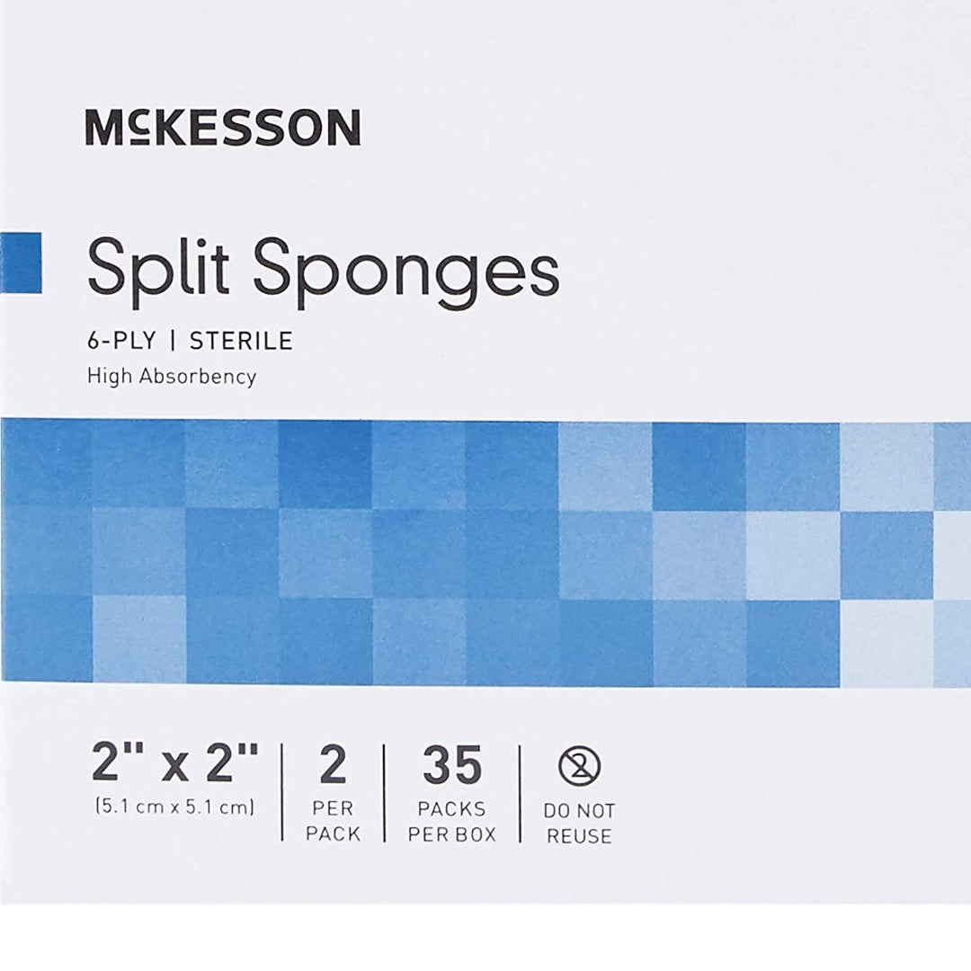 McKesson I.V. Drain Split Dressing Sponges - Sterile Poly/Rayon Blend