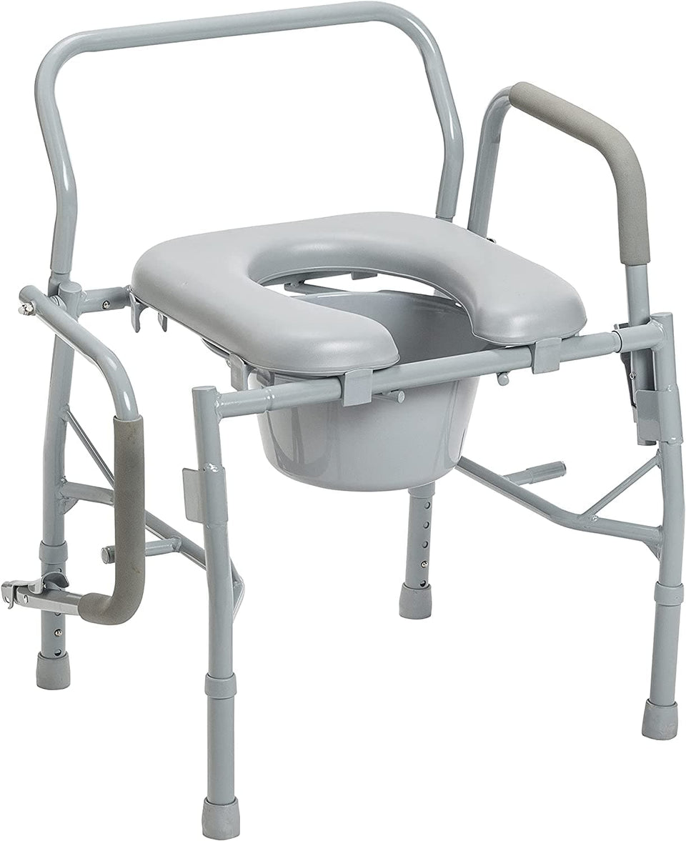 Drive Medical Deluxe Steel Drop-Arm Commode with Padded Seat