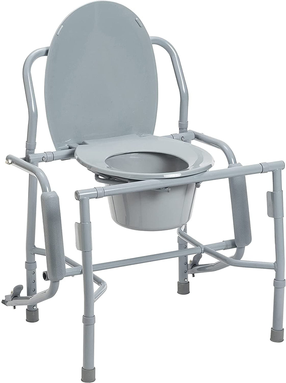 Drive Medical Steel Drop Arm Bedside Commode with Padded Arms