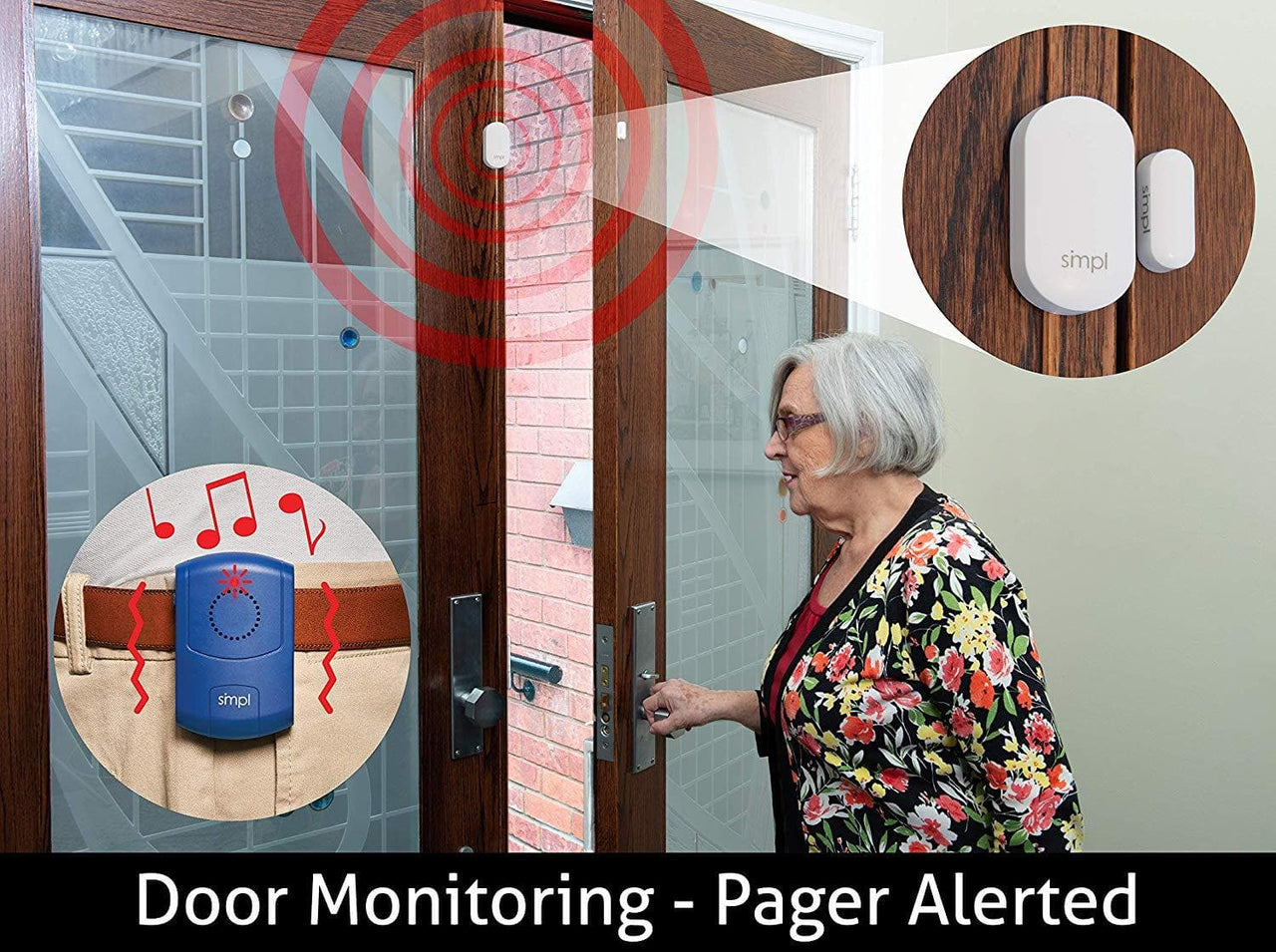SMPL Alerts Paging System 4 Piece Kit - Sensors, Pagers & Pendant