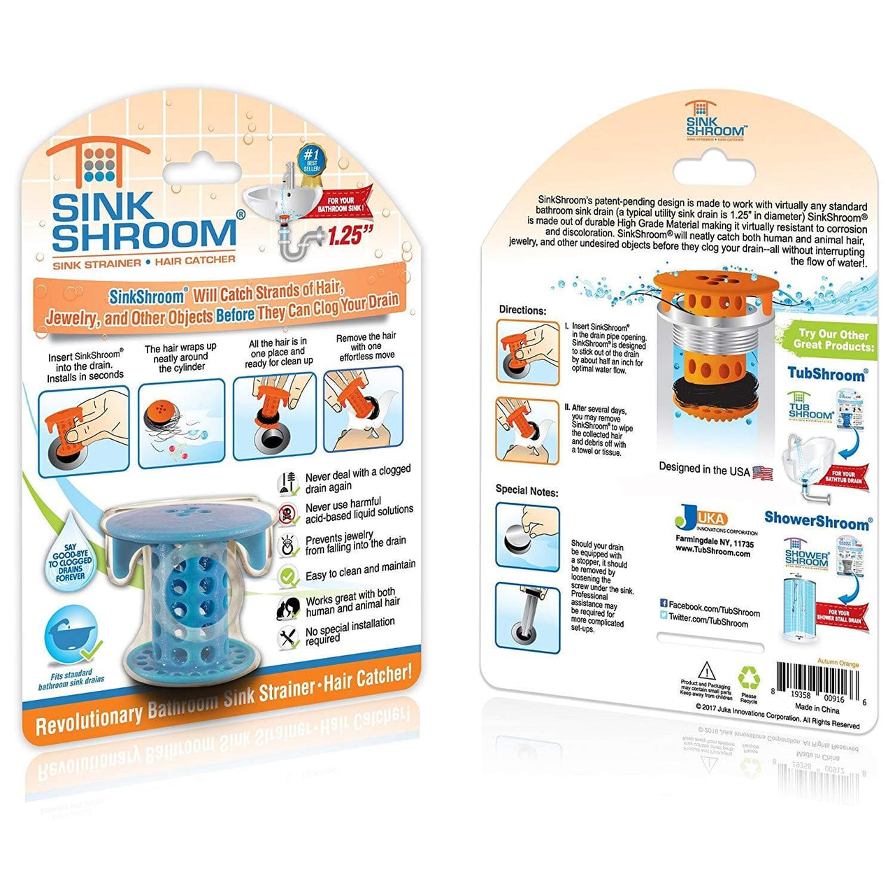 SinkShroom The Revolutionary Sink Drain Protector Hair Catcher/Strain