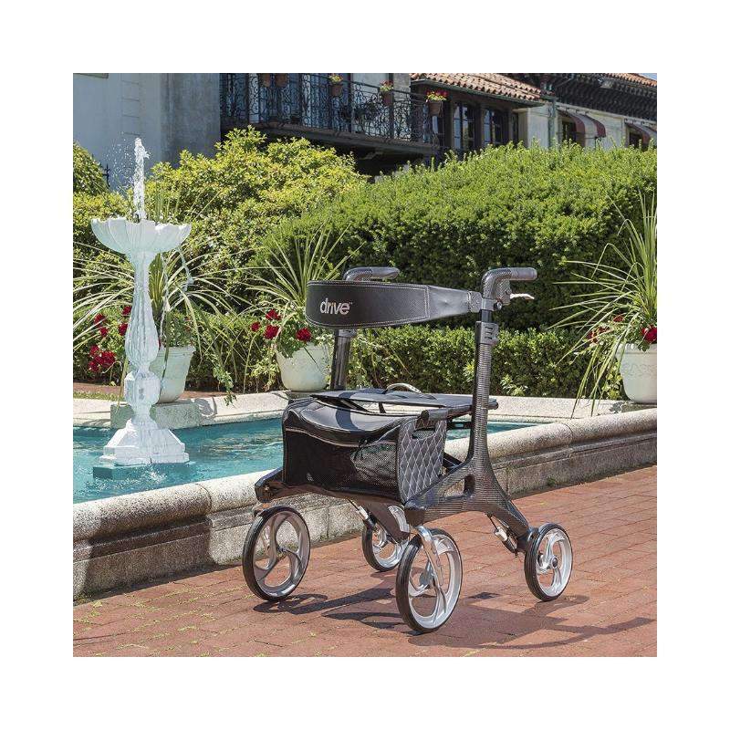 Drive Medical Nitro Elite CF Carbon Fiber Rollator Rolling Walker Blac