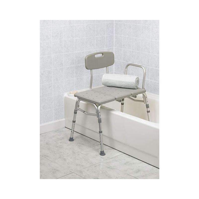 Drive Medical Three Piece Transfer Bench - Gray with Suction Cup Feet