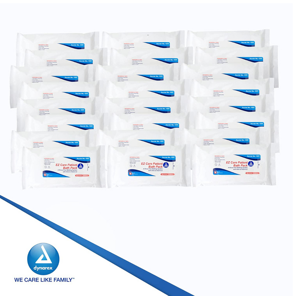 Dynarex EZ Care Patient Bath Packs - No Rinse Cleansing Washcloths