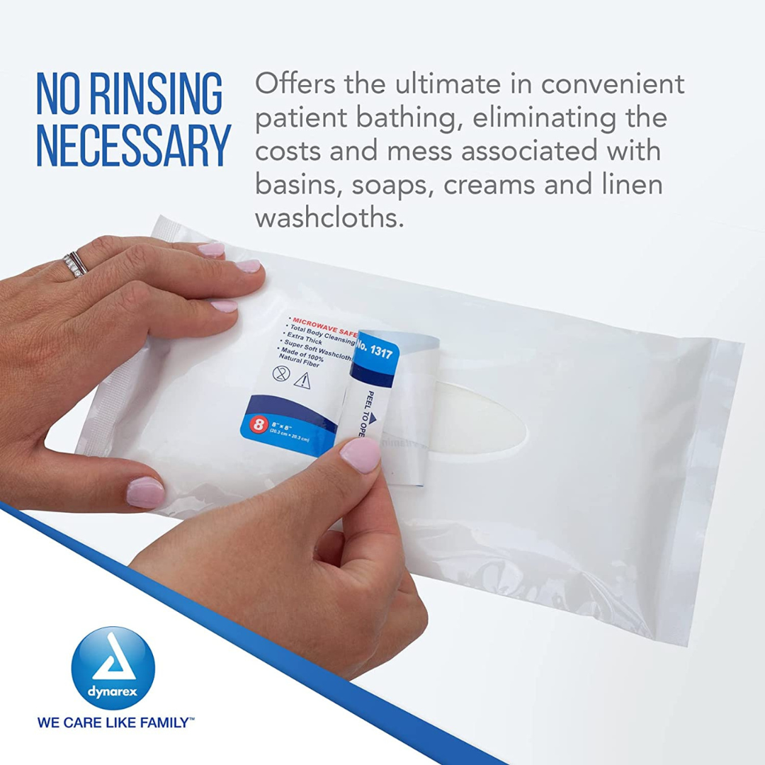 Dynarex EZ Care Patient Bath Packs - No Rinse Cleansing Washcloths