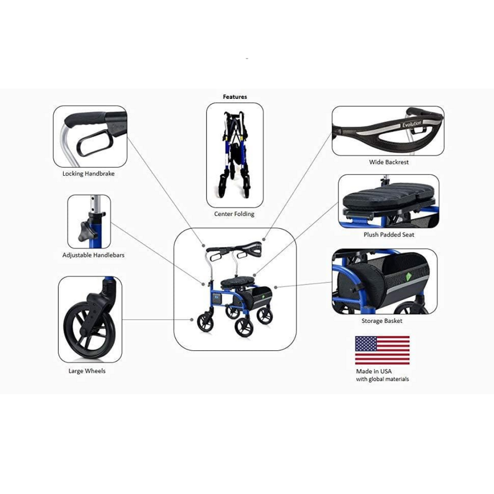 Evolution Trillium Lightweight Walker that Folds - 8" Wheels – Senior.com