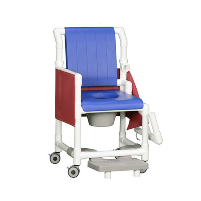 IPU Deluxe PVC Rolling Shower Chair Commode - Left Drop Arm, Footrests