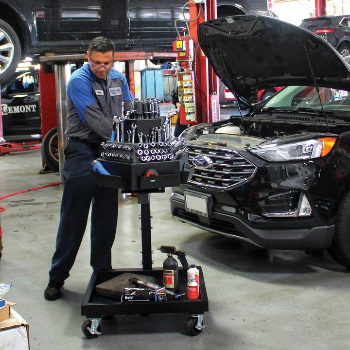 Montezuma 3-Tier Steel Mobile Tool Cart with Revolving Top