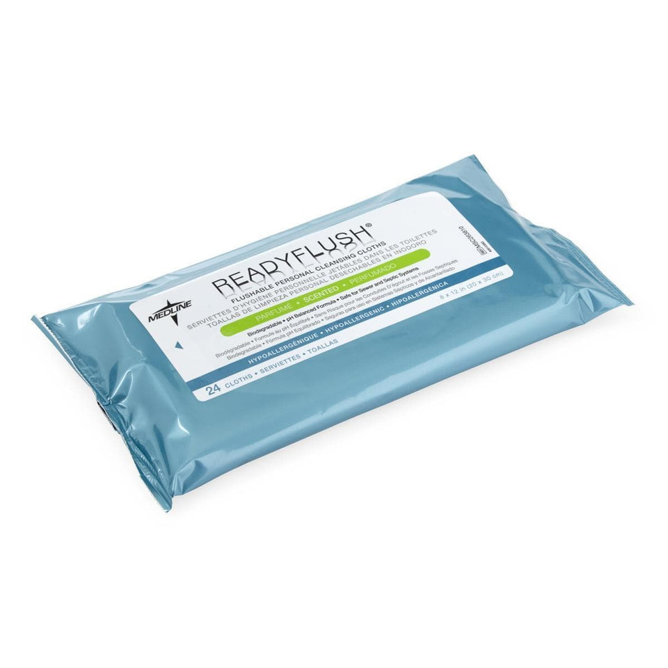 Medline ReadyFlush Biodegradable Flushable Wipes - Soft Pack 24 Wipes