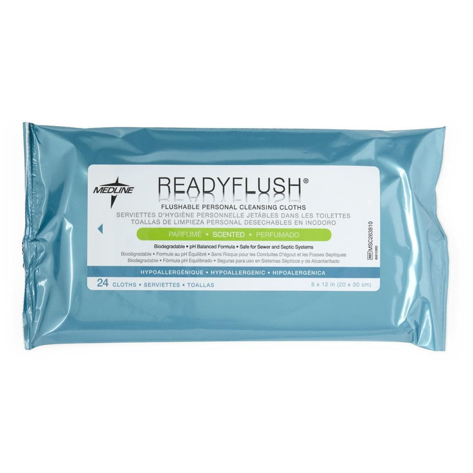 Medline ReadyFlush Biodegradable Flushable Wipes - Soft Pack 24 Wipes