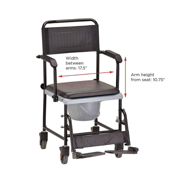 Nova Medical Drop-Arm Chair Commode w/ Wheels, In Stock