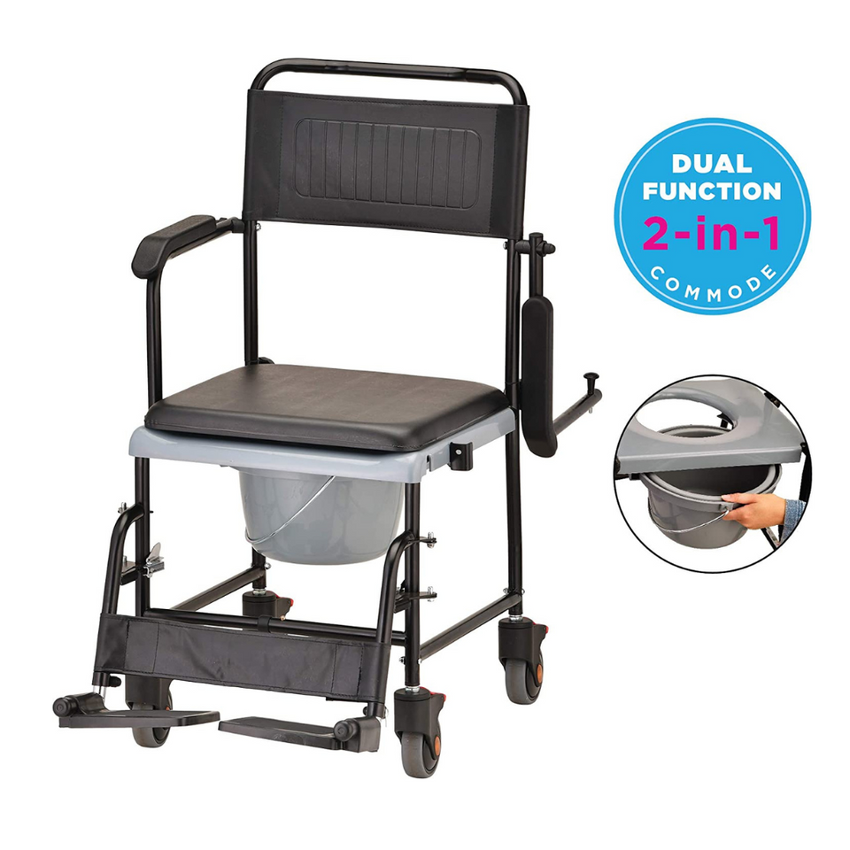 Nova Medical Drop-Arm Chair Commode w/ Wheels, In Stock