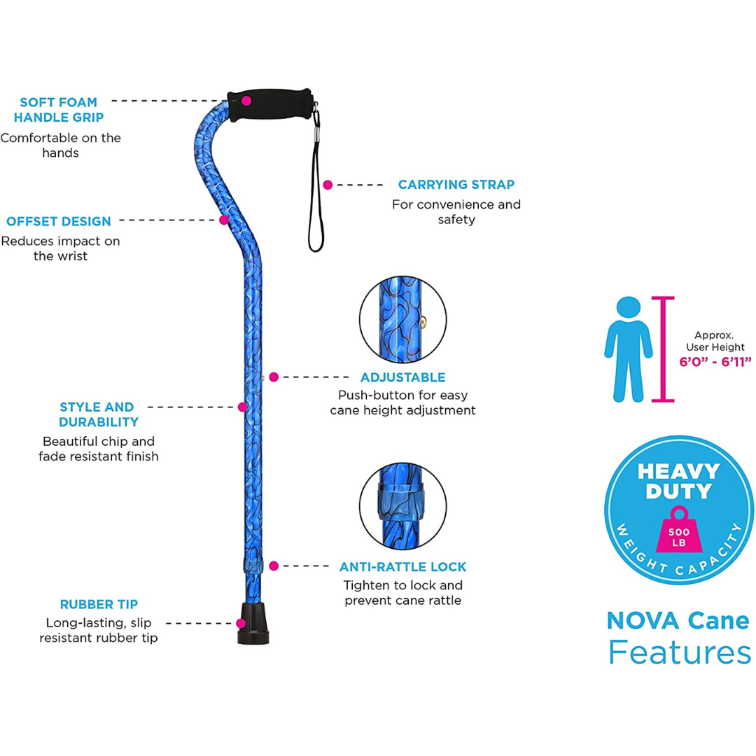 Nova Medical Extra Tall Heavy Duty Offset Cane, Available Here – Senior.com