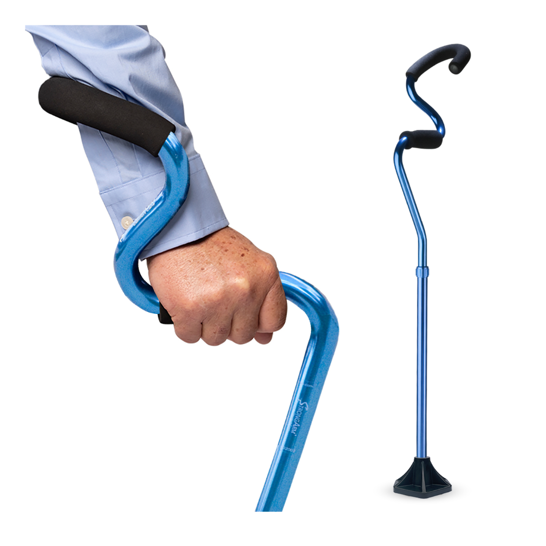 StrongArm Walking Cane - Self Standing Base and Forearm Support