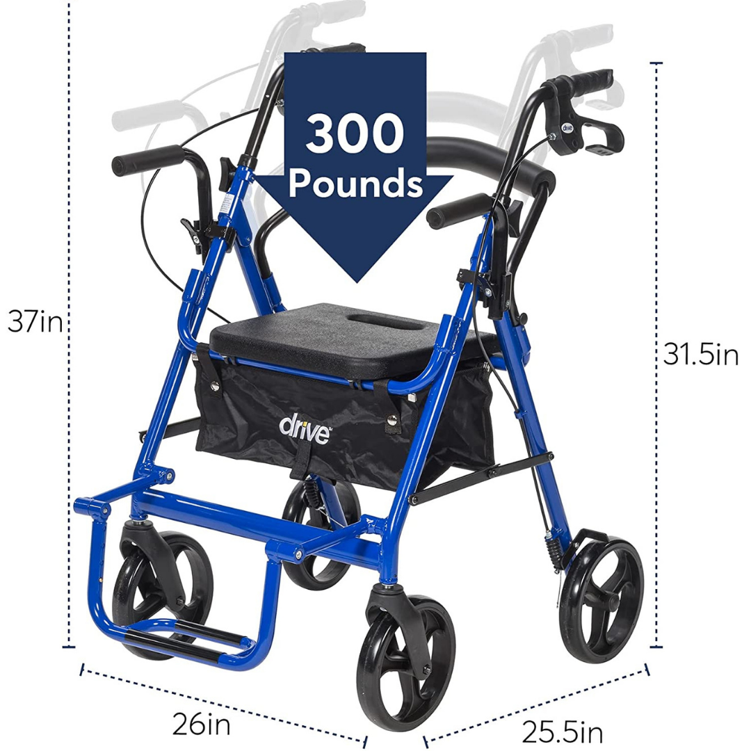 Drive Medical Duet Hybrid Transport Chair Rolling Walker - 795 Series