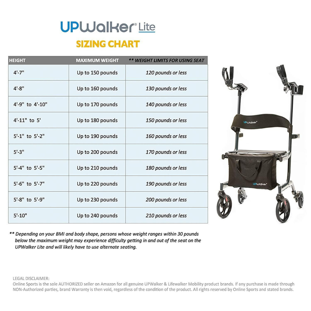 UpWalker Lite Folding Rolling Upright Mobility Walker - Weighs 15.5 lb