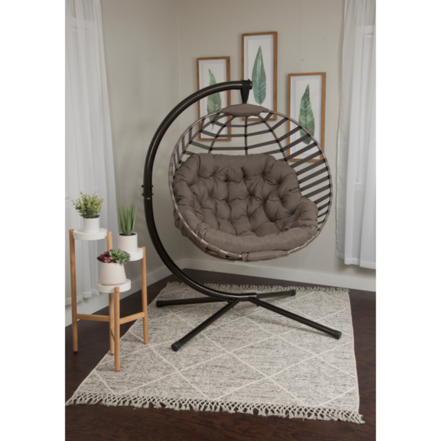FlowerHouse Ball Hanging Chair with Stand - Indoor/Outdoor - Sand