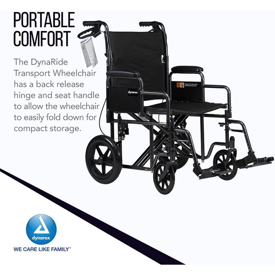 Dynarex DynaRide Folding Bariatric Transport Plus Wheelchair
