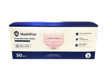 MaskWise Pink Disposable Protective 3Ply Face Masks - Box of 50
