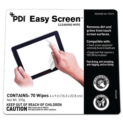 PDI Easy Screen Touchscreen Cleaning Wipes - Large 6" x 9"